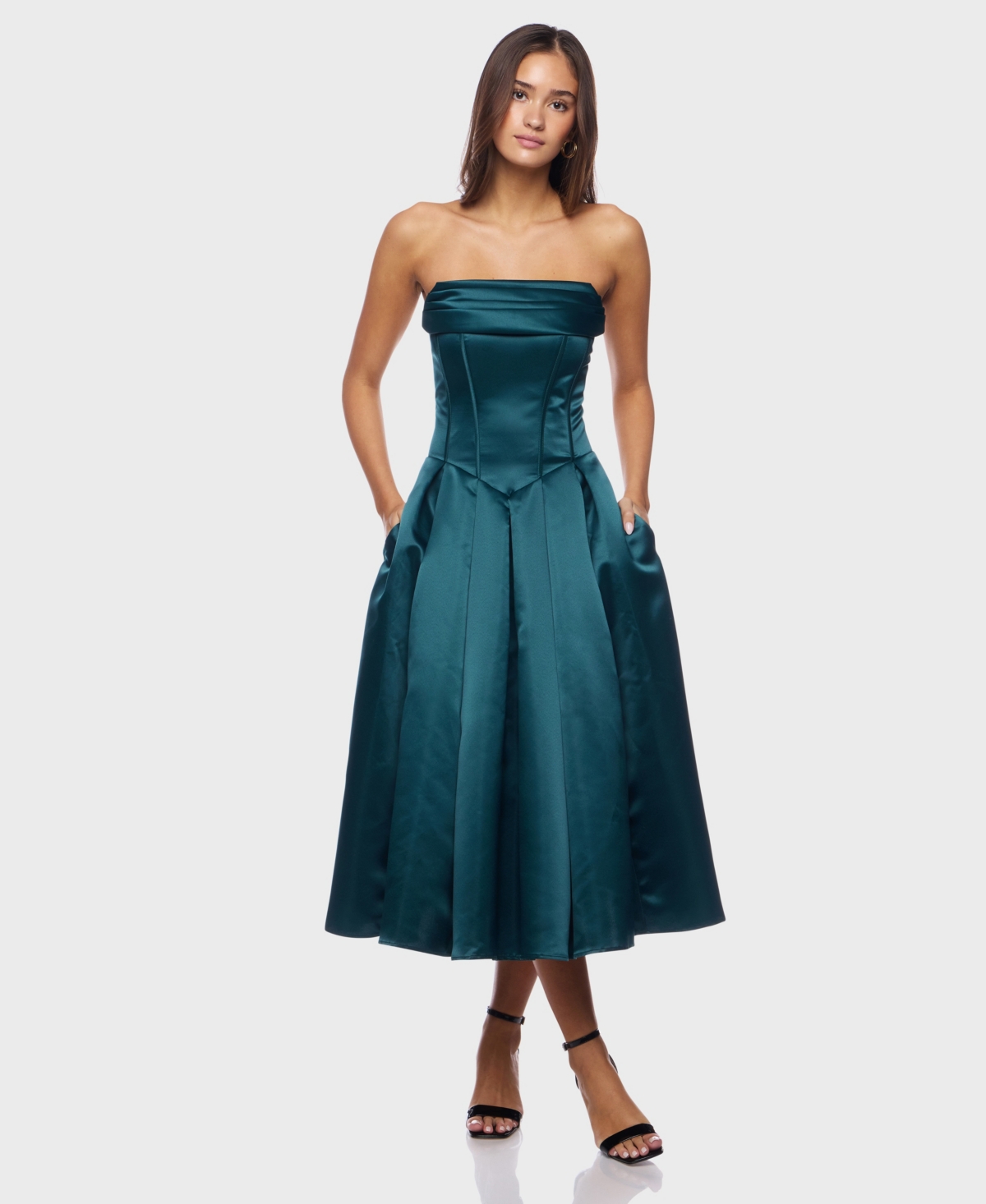 Click here for Alex & Sophia Juniors Tea Length Hunter Dress - Da... prices