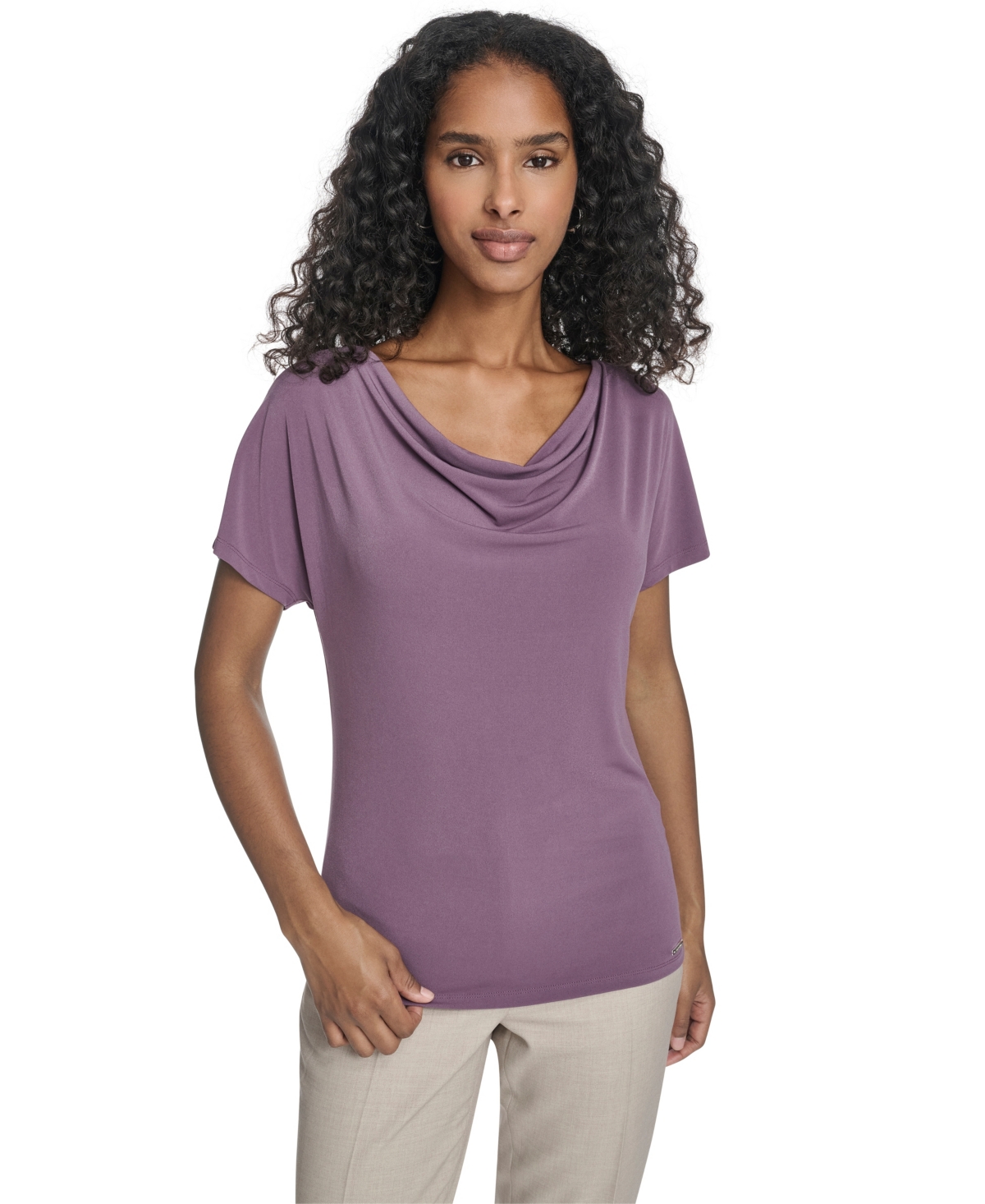 Click here for Calvin Klein Womens Drape Front Short-Sleeve Top -... prices
