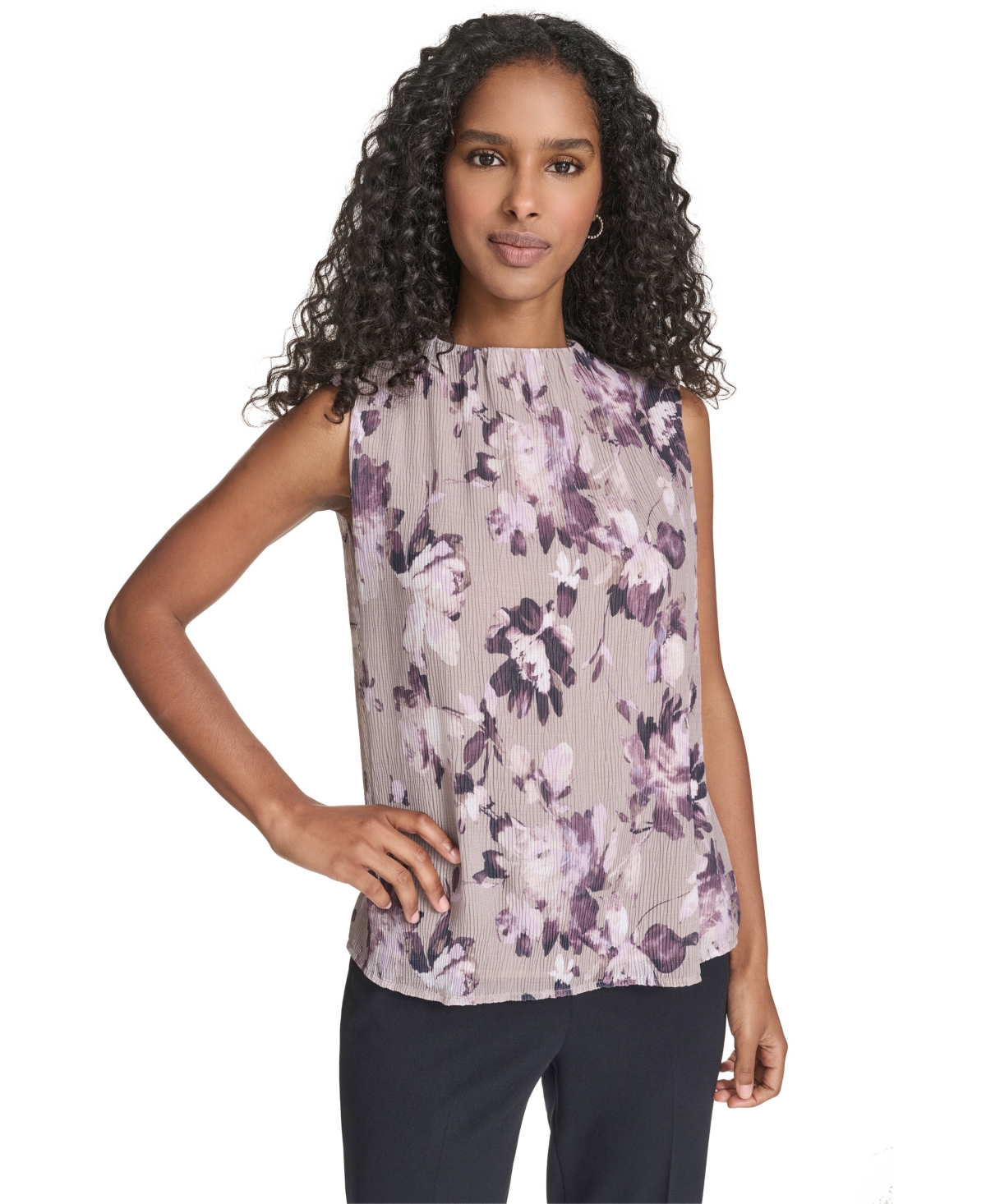 Click here for Calvin Klein Womens Solid Sleeveless Top - Oyster/... prices