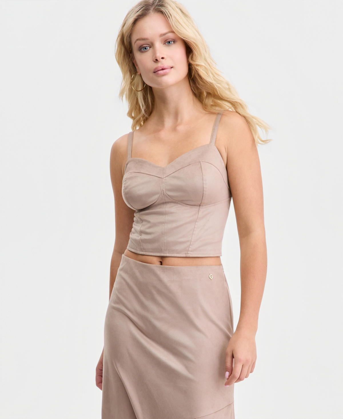 Click here for Guess Womens Nunzia Faux-Suede Corset Top - Summer... prices