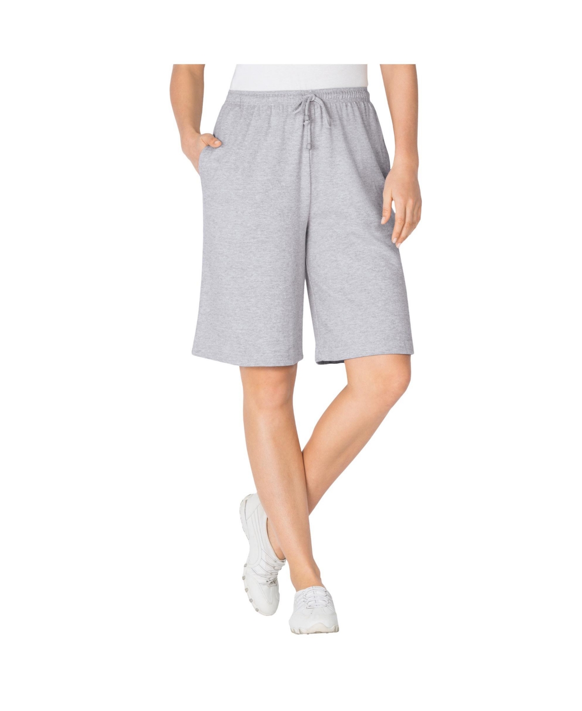 Click here for Woman Within Plus Size Sport Knit Short - Heather... prices