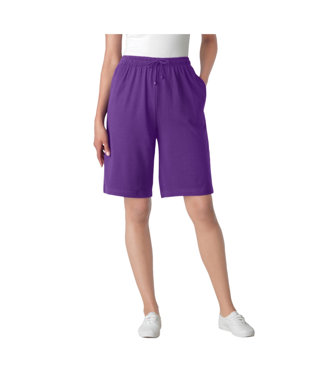 Click here for Woman Within Plus Size Sport Knit Short - Purple o... prices