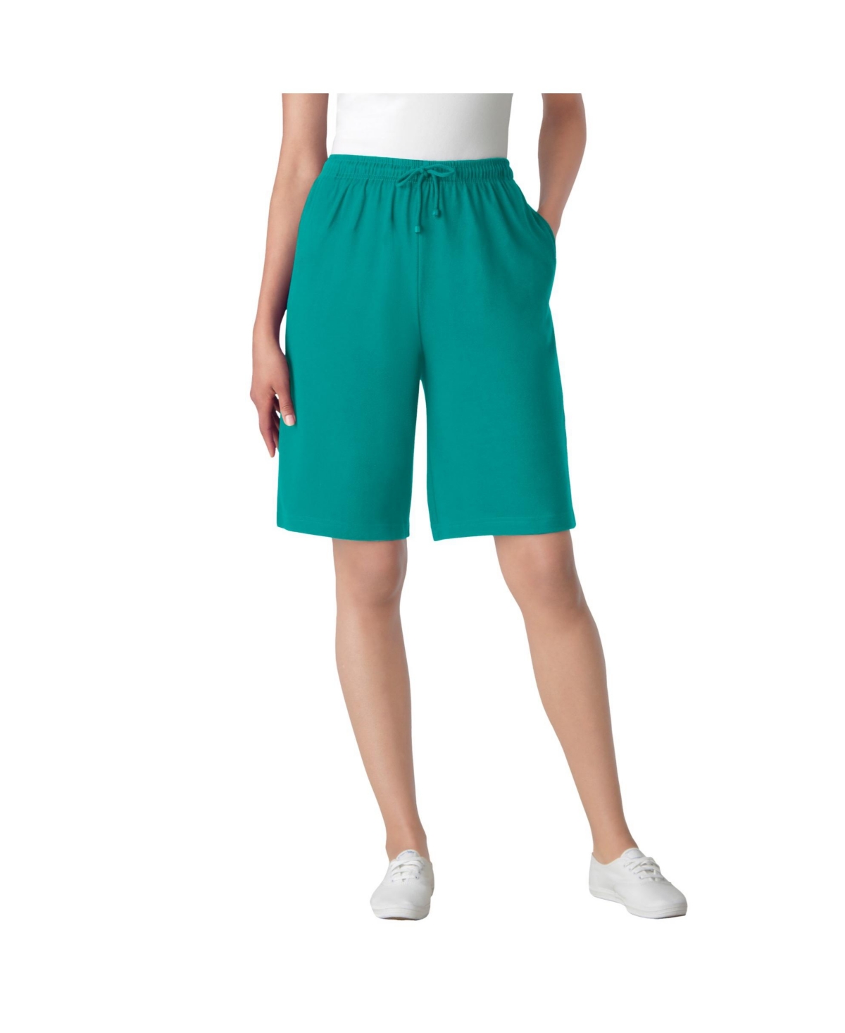 Click here for Woman Within Plus Size Sport Knit Short - Waterfal... prices