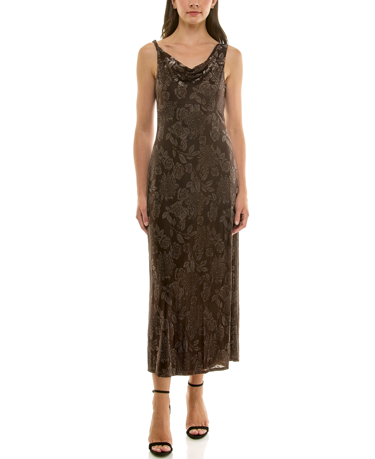 Click here for Taylor Womens Cowl Neck Slip Dress - Brown prices
