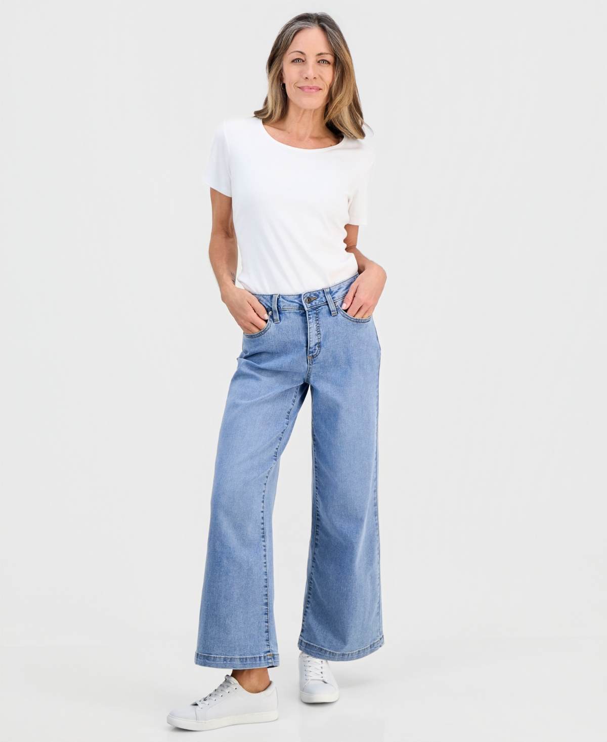 Click here for Style & Co Petite High-Rise Zip-Fly Wide-Leg Jeans... prices