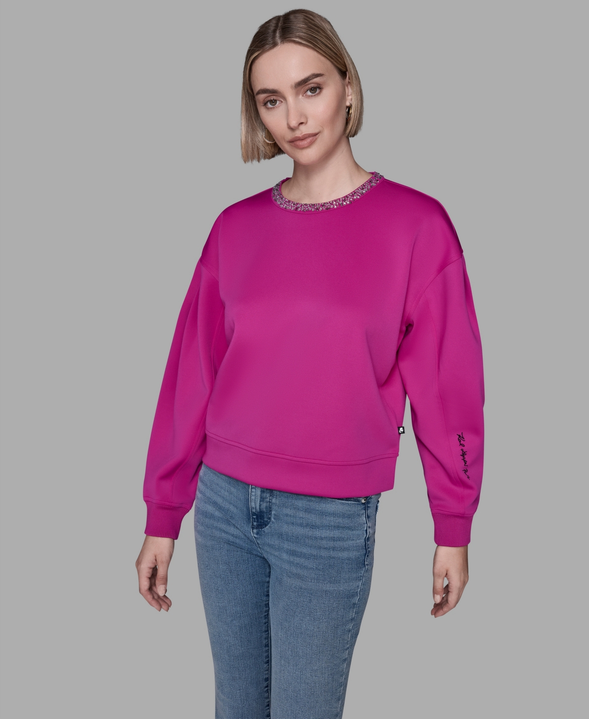 Click here for Karl Lagerfeld Paris Womens Crewneck Crystal Neck... prices