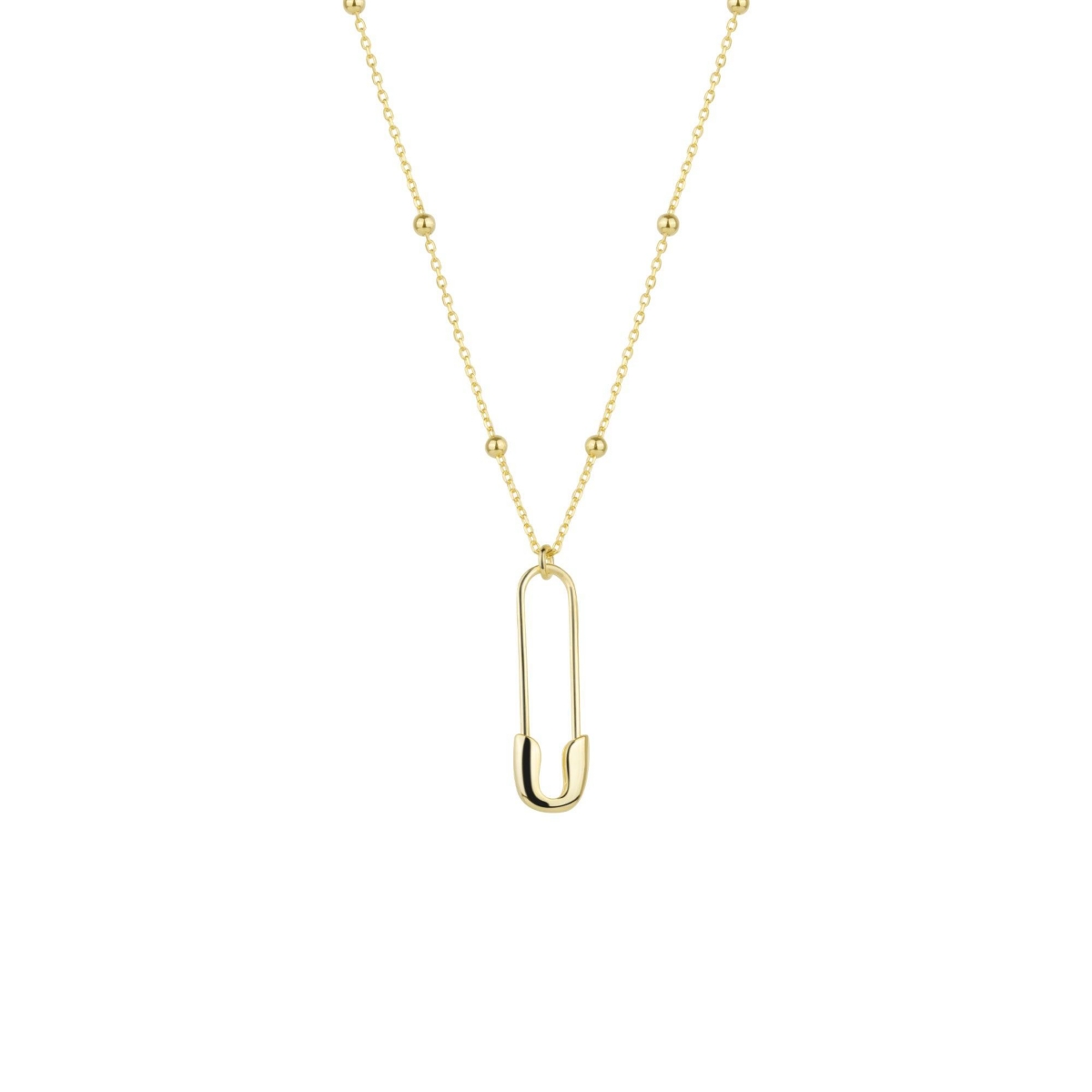 Click here for Sterling Silver Safety Pin Necklace With Beaded Sa... prices