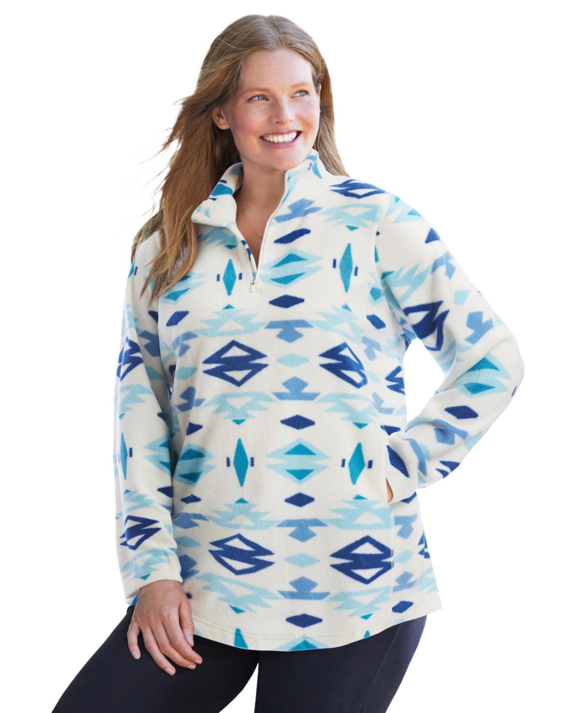 Click here for Woman Within Womens Within Microfleece Quarter-Zip... prices