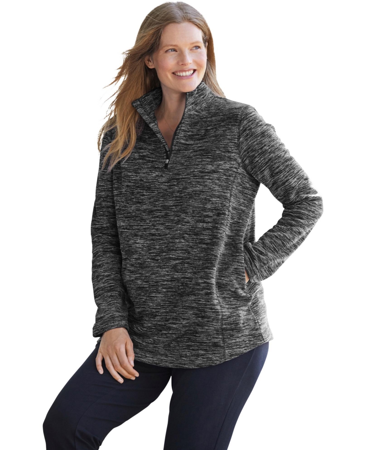 Click here for Woman Within Womens Within Microfleece Quarter-Zip... prices