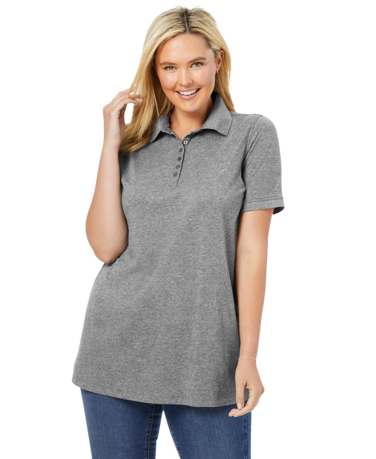Click here for Woman Within Womens Within Perfect Short-Sleeve Po... prices