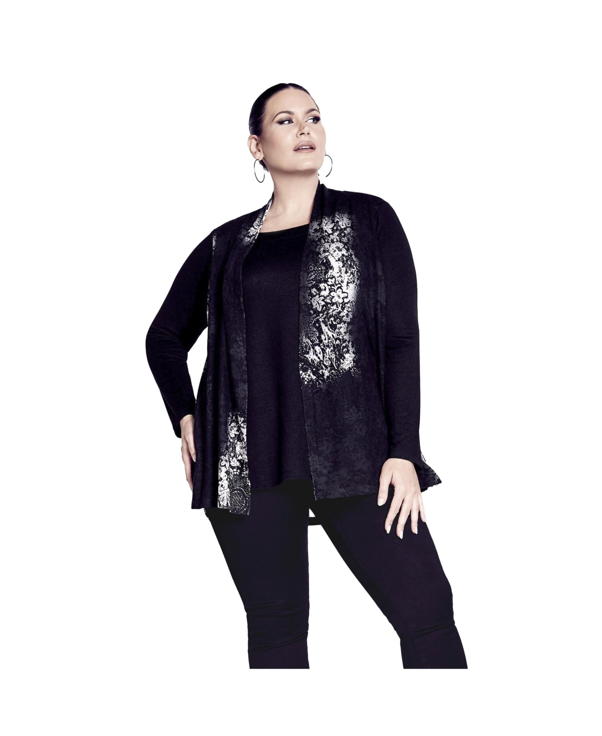 Click here for Avenue Womens Hacci Print Duet Top - Lace print prices