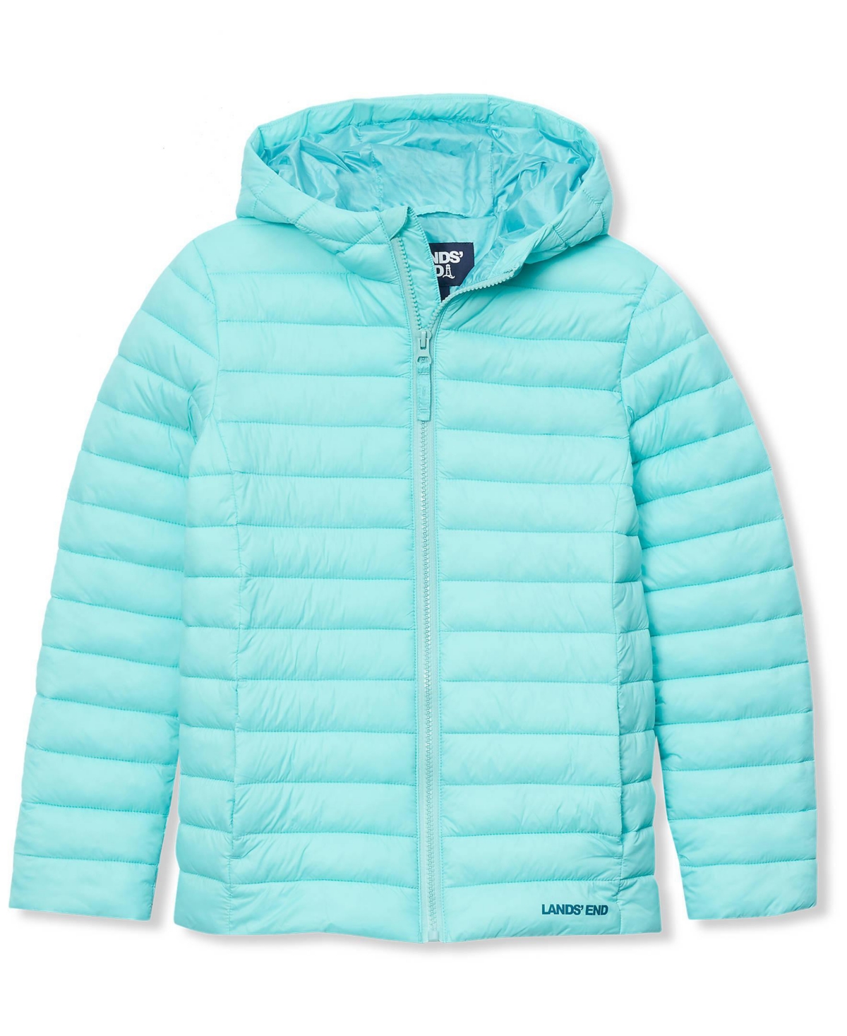 Click here for Lands End Girls Insulated Hooded Jacket - Aqua spl... prices