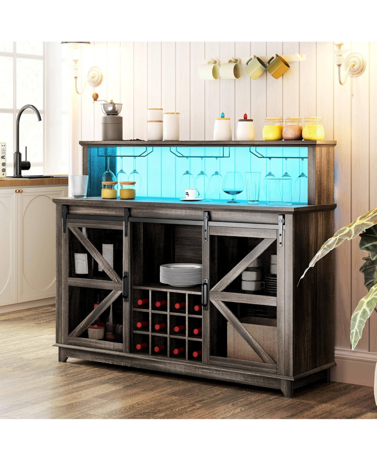 Click here for Homcom Bar Cabinet with Lights Wine Bar Cabinet Di... prices