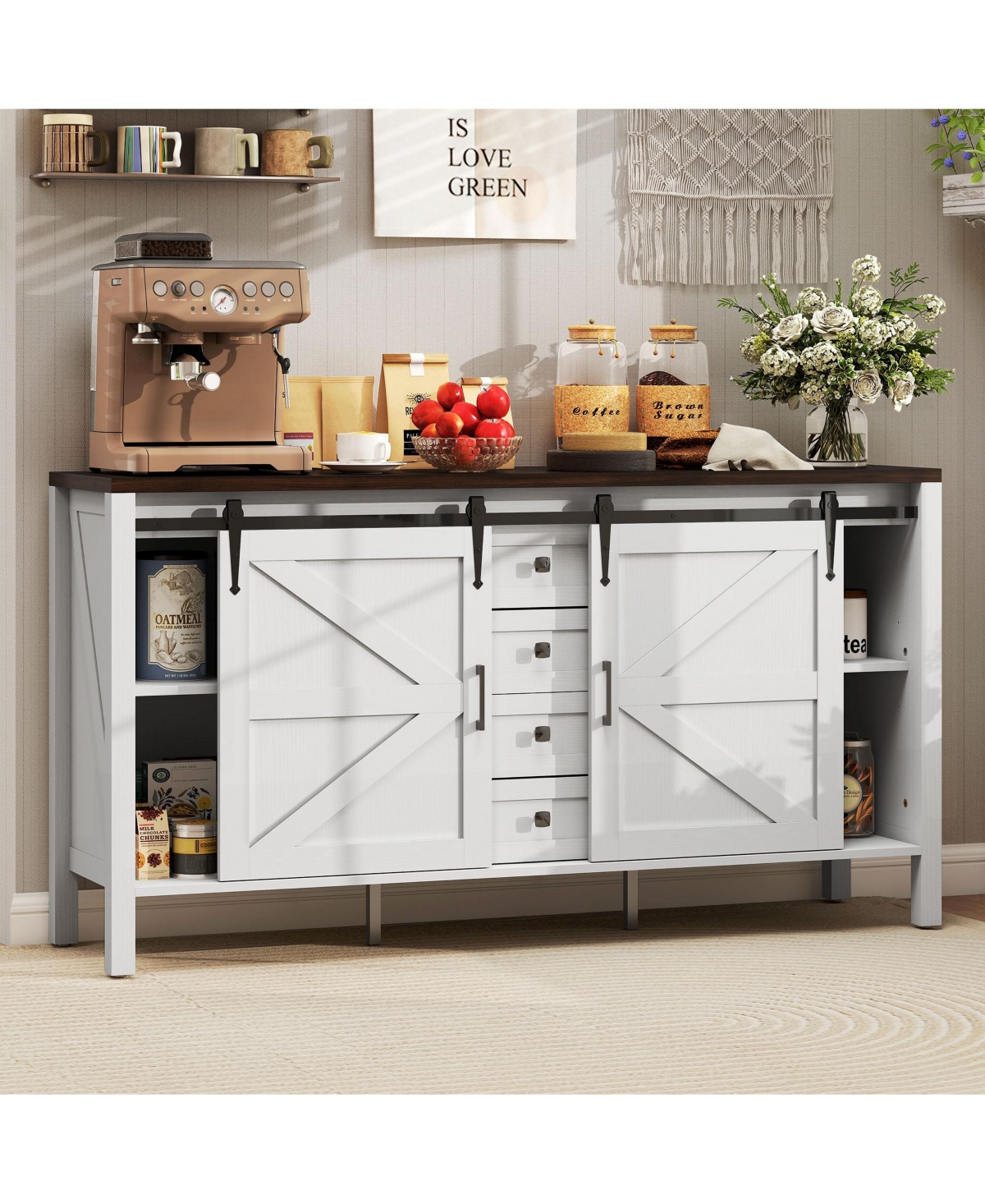 Click here for Homcom Farmhouse Sideboard Buffet Cabinet with Sli... prices