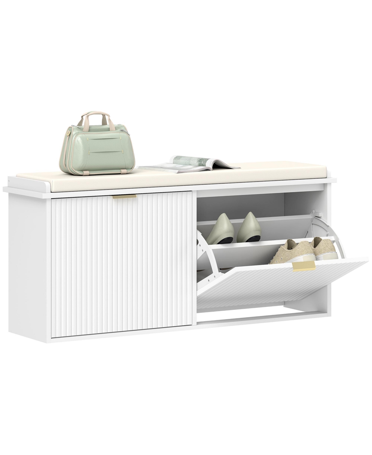 Click here for Homcom Shoe Bench with Padded Seat and Flip-Drawer... prices
