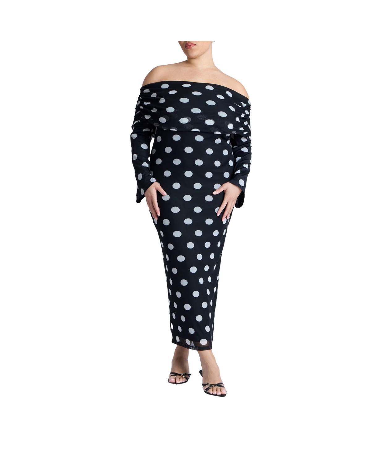 Click here for Eloquii Womens Off Shoulder Printed Dress - Dime d... prices