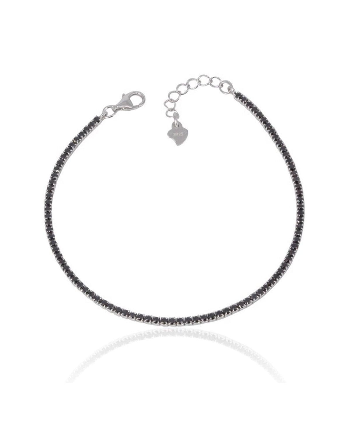 Click here for Sterling Silver Mini Black Tennis Bracelet - Silve... prices