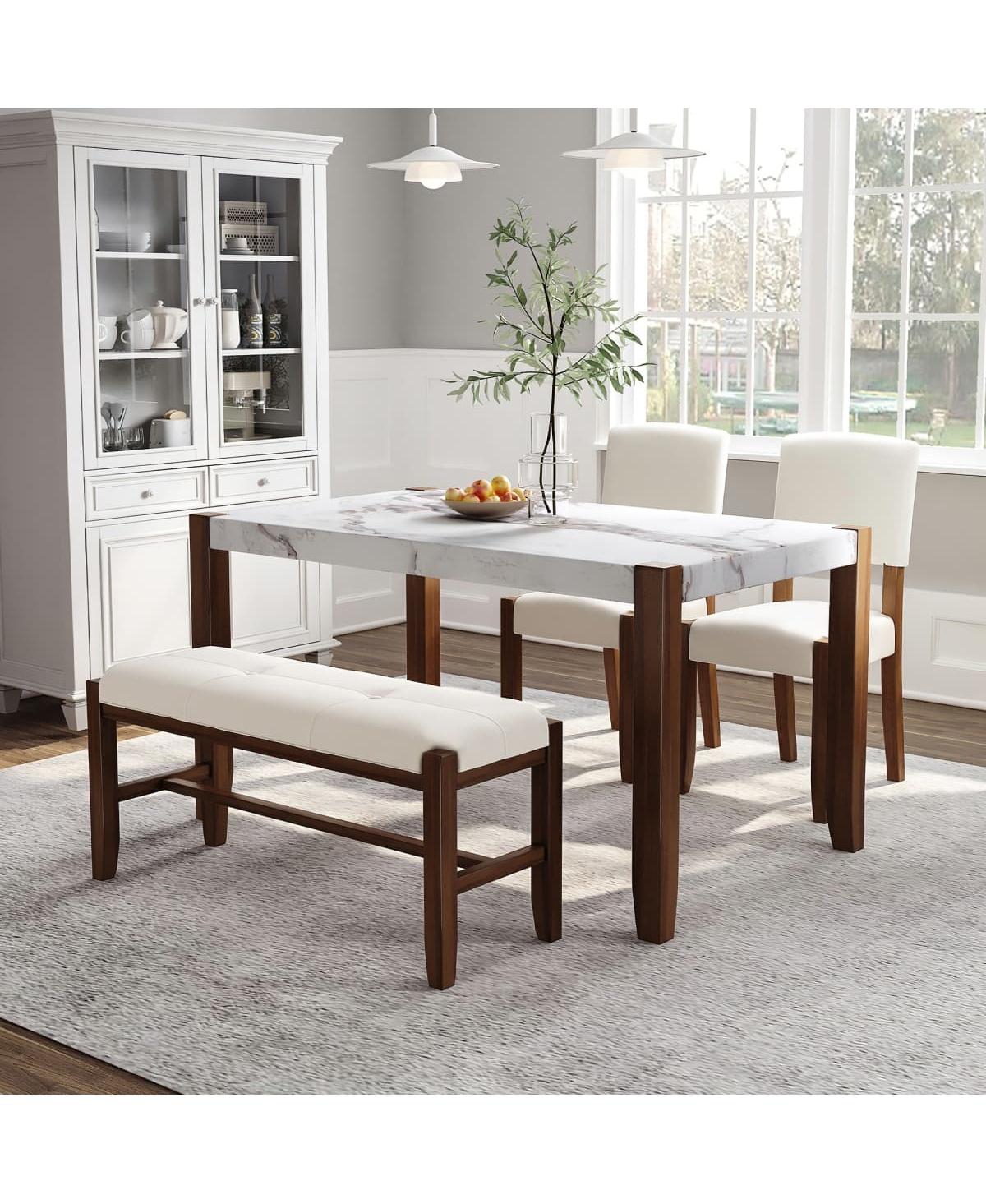 Click here for Maison Boucle 4-Piece Dining Table Set with Faux M... prices
