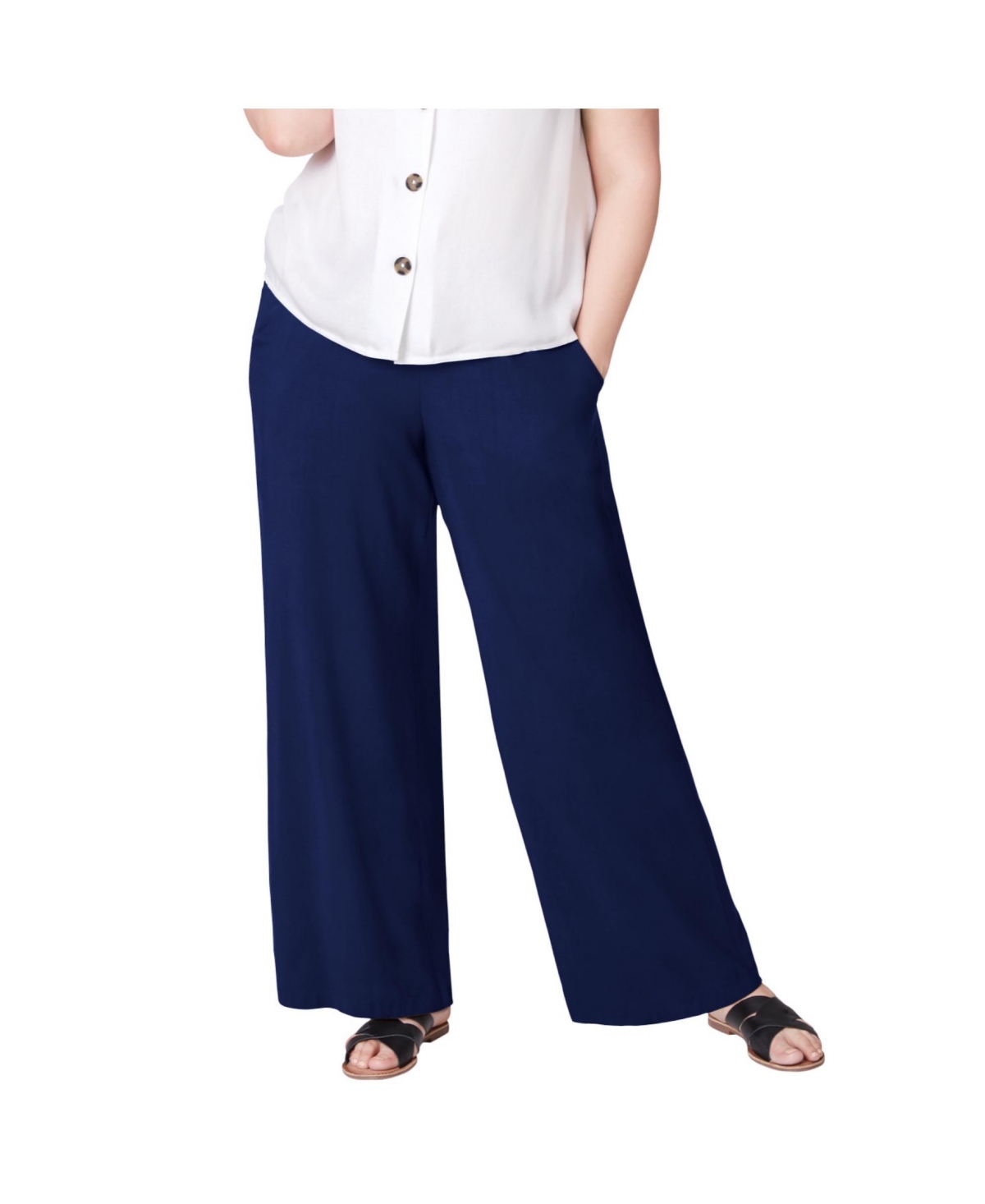 Click here for ellos Womens Wide-Leg Soft Pants With Back Elastic... prices