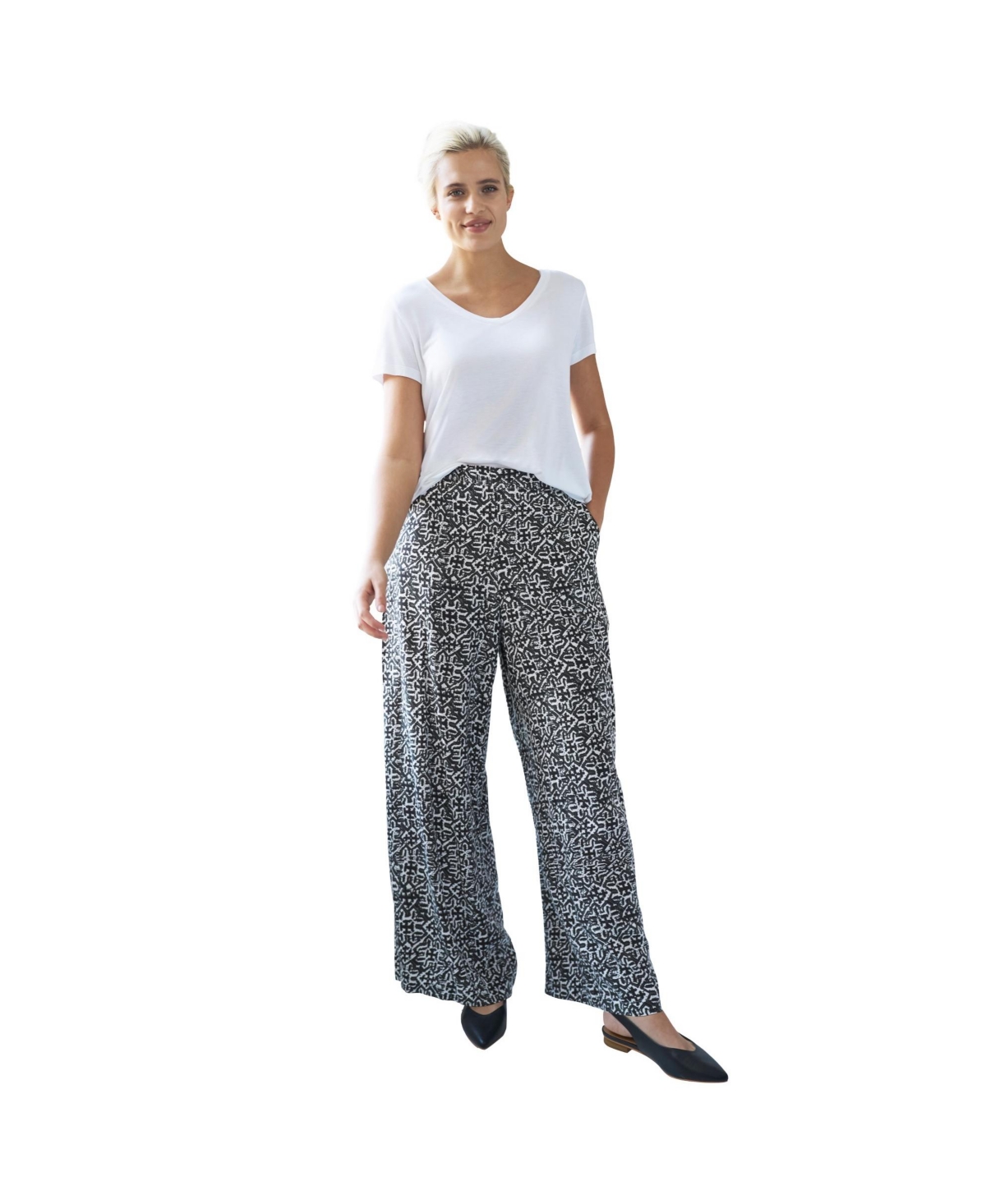 Click here for ellos Womens Wide-Leg Soft Pants With Back Elastic... prices