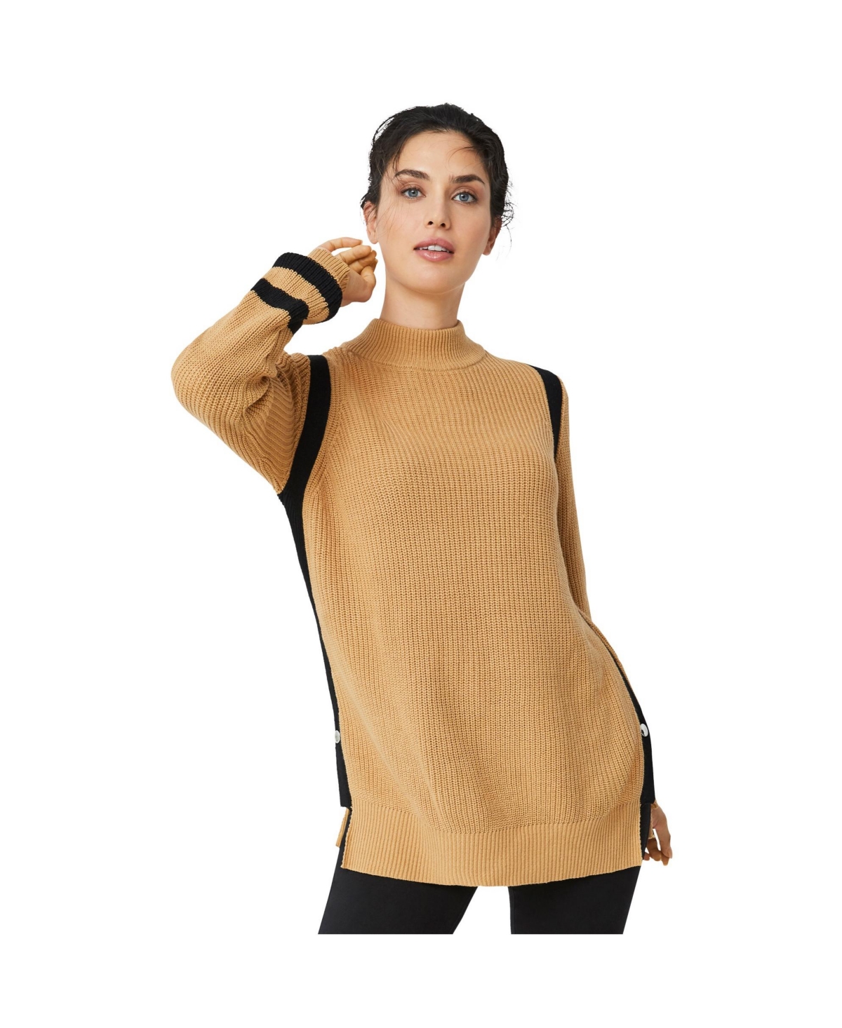 Click here for ellos Womens Side Stripe Mockneck Sweater - Soft c... prices