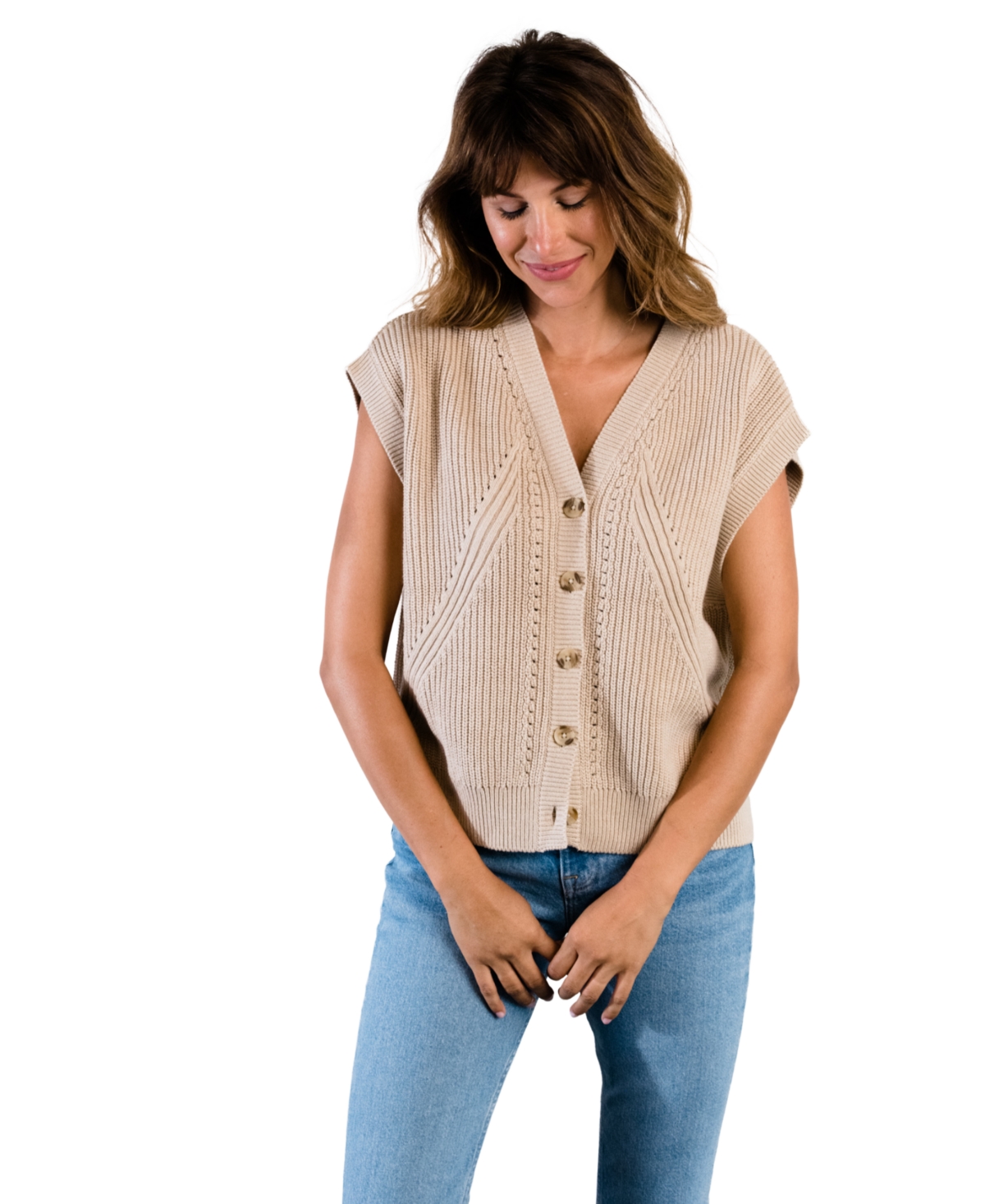 Click here for Able Womens Jess Sweater Vest - Oatmeal prices