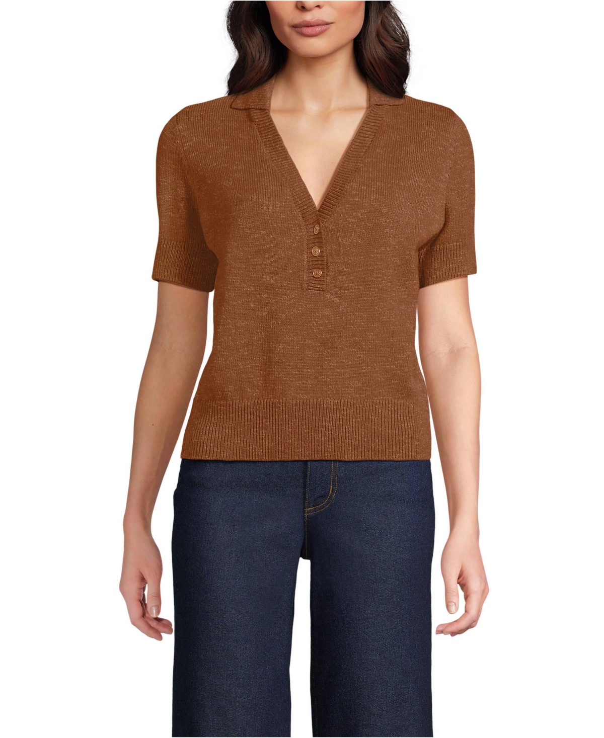 Click here for Lands End Womens Cotton Blend Short Sleeve Polo Sw... prices