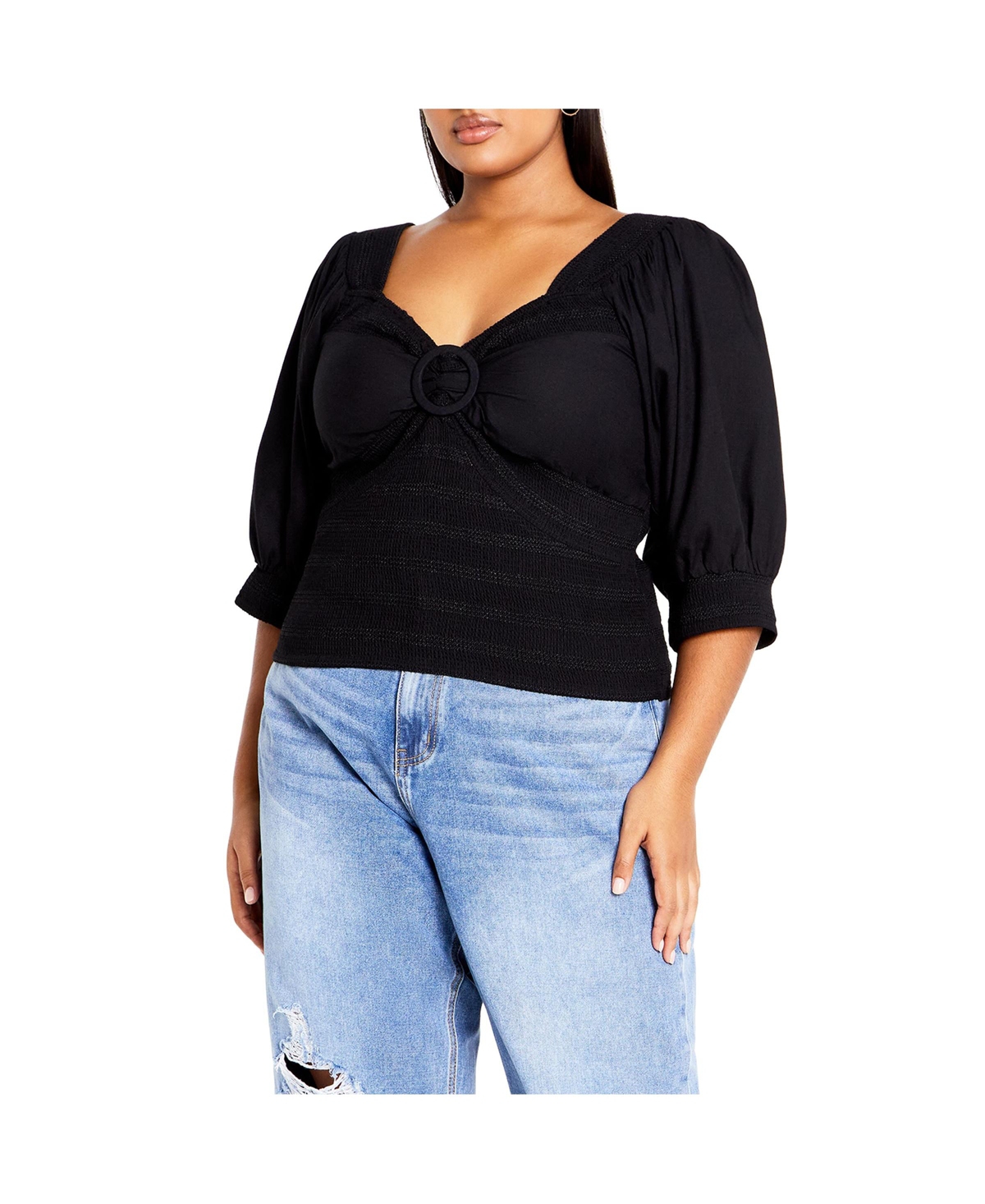 Click here for City Chic Womens Flora Plain Top - Black prices
