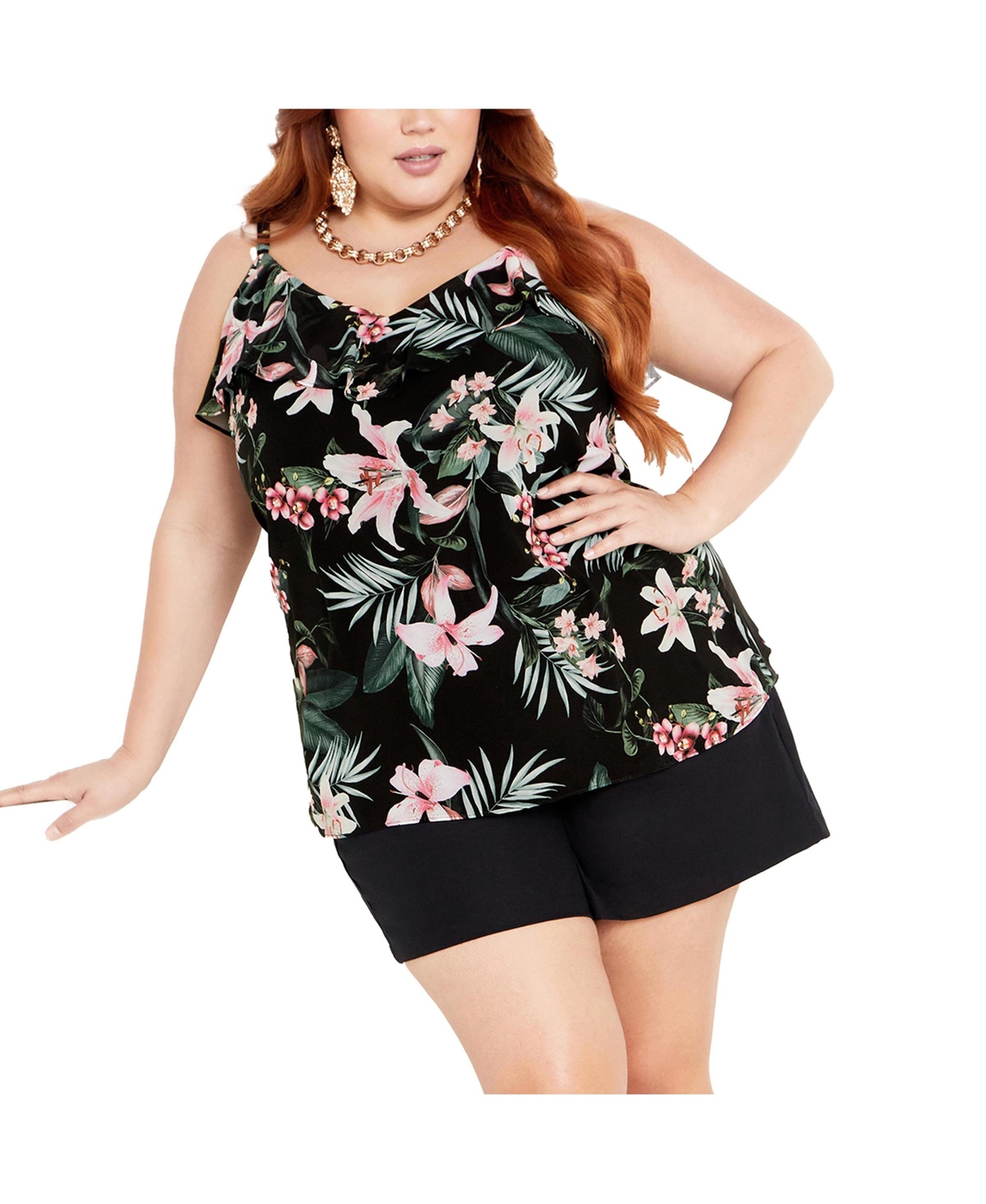 Click here for City Chic Womens Nicole Print Cami - Black maya ti... prices