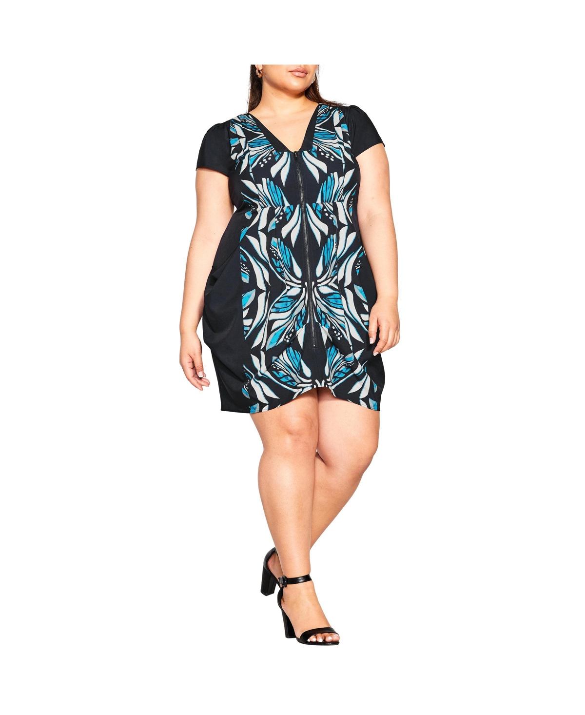 Click here for City Chic Womens Nadia Zip Tunic - Teal/black mir... prices