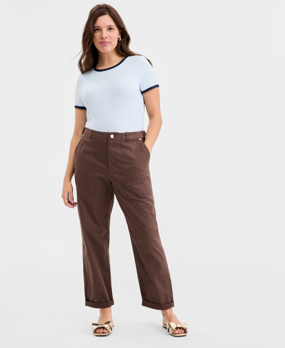 Click here for On 34th Womens Straight Leg Patch-Pocket Pants  Ma... prices
