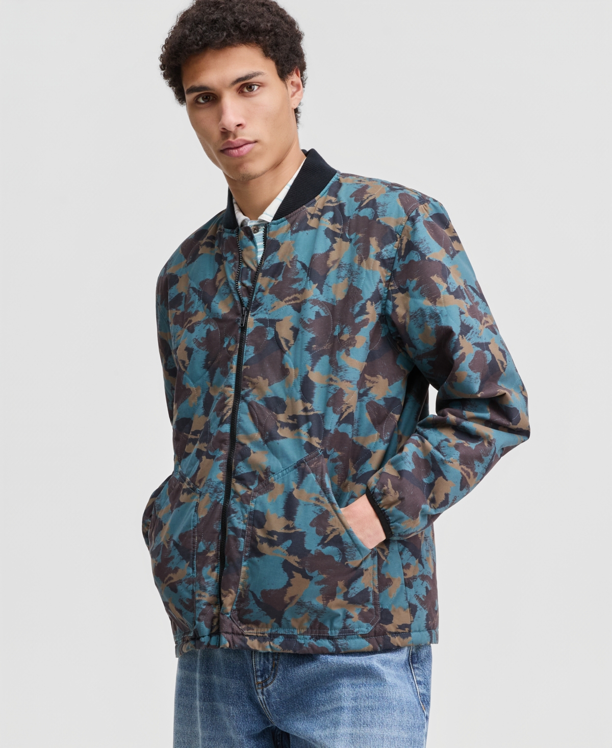 Click here for Sun + Stone Mens Printed Quilted Bomber Jacket  Ma... prices