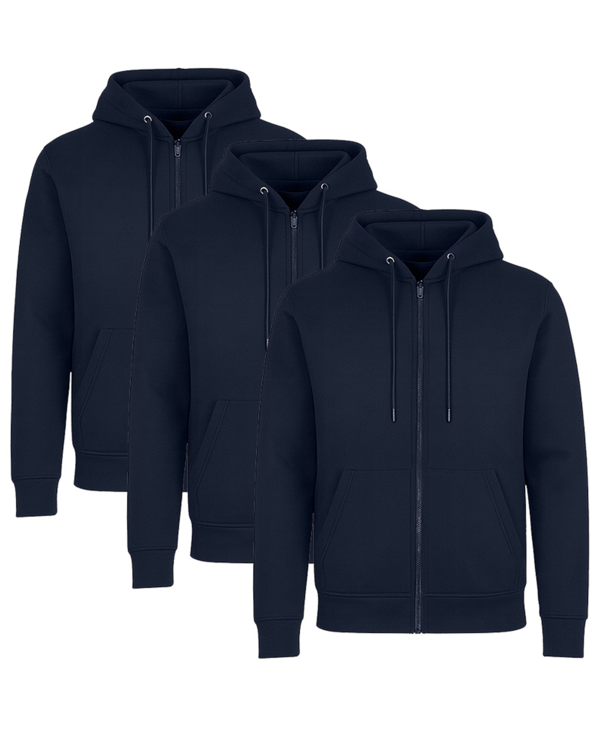 Click here for Blue Ice Mens Lined Full-Zip Hoodie  3-Pack - Navy prices