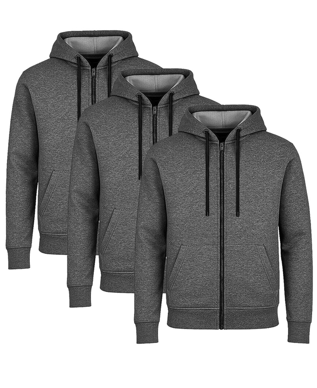 Click here for Blue Ice Mens Lined Full-Zip Hoodie  3-Pack - Char... prices