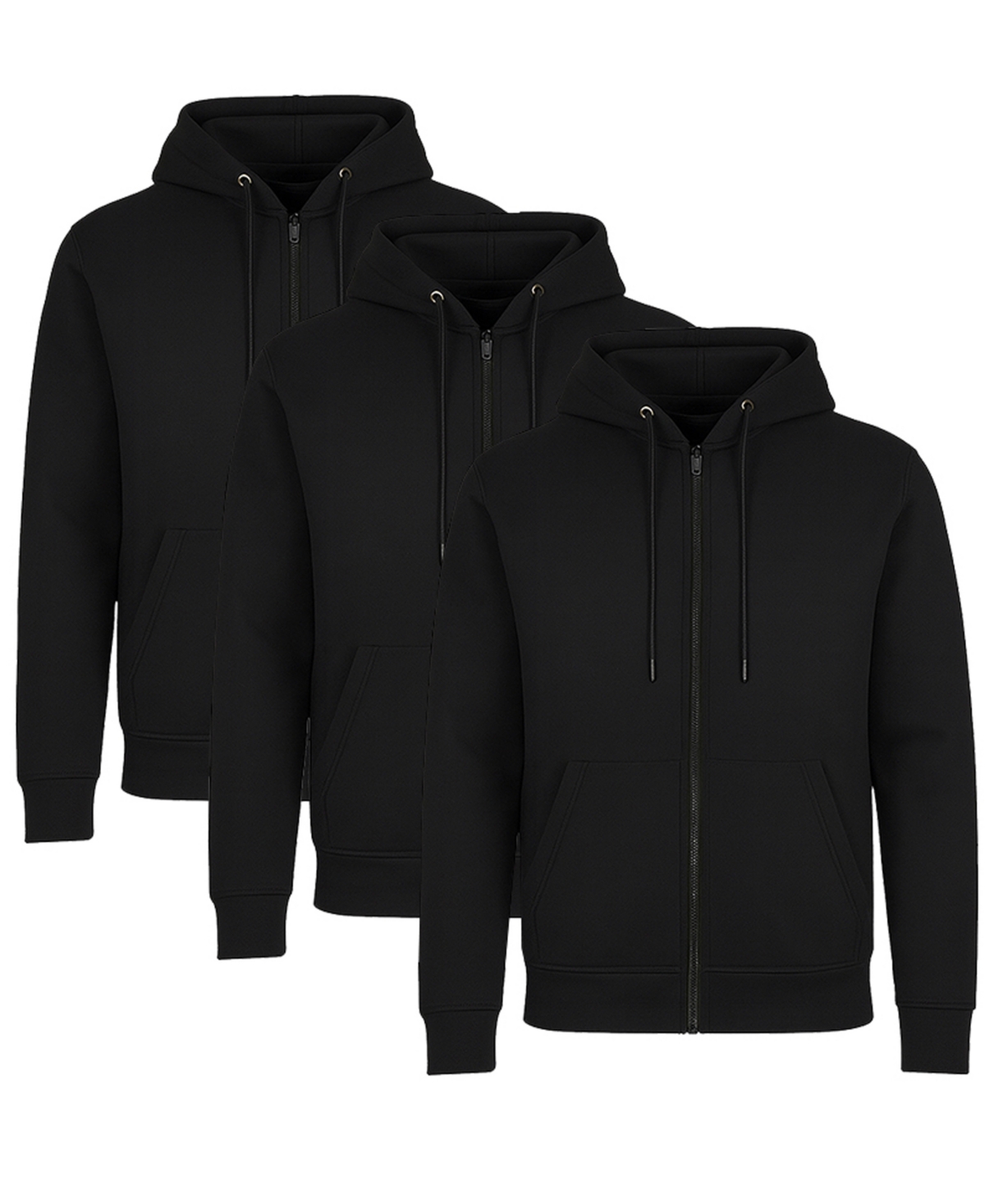 Click here for Blue Ice Mens Lined Full-Zip Hoodie  3-Pack - Blac... prices
