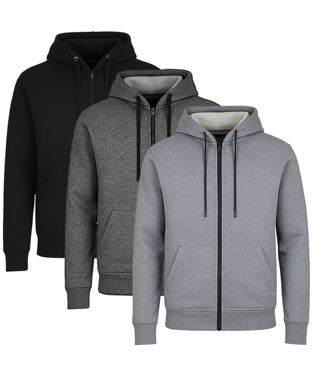 Click here for Blue Ice Mens Lined Full-Zip Hoodie  3-Pack - Blac... prices