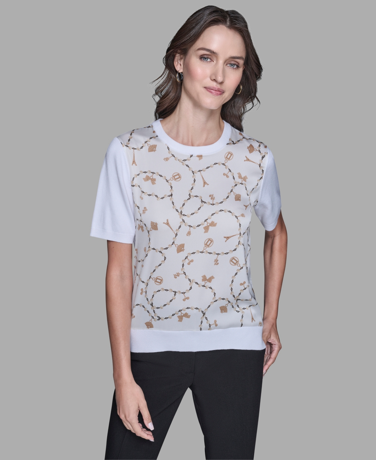 Click here for Karl Lagerfeld Paris Womens Short-Sleeve Printed S... prices