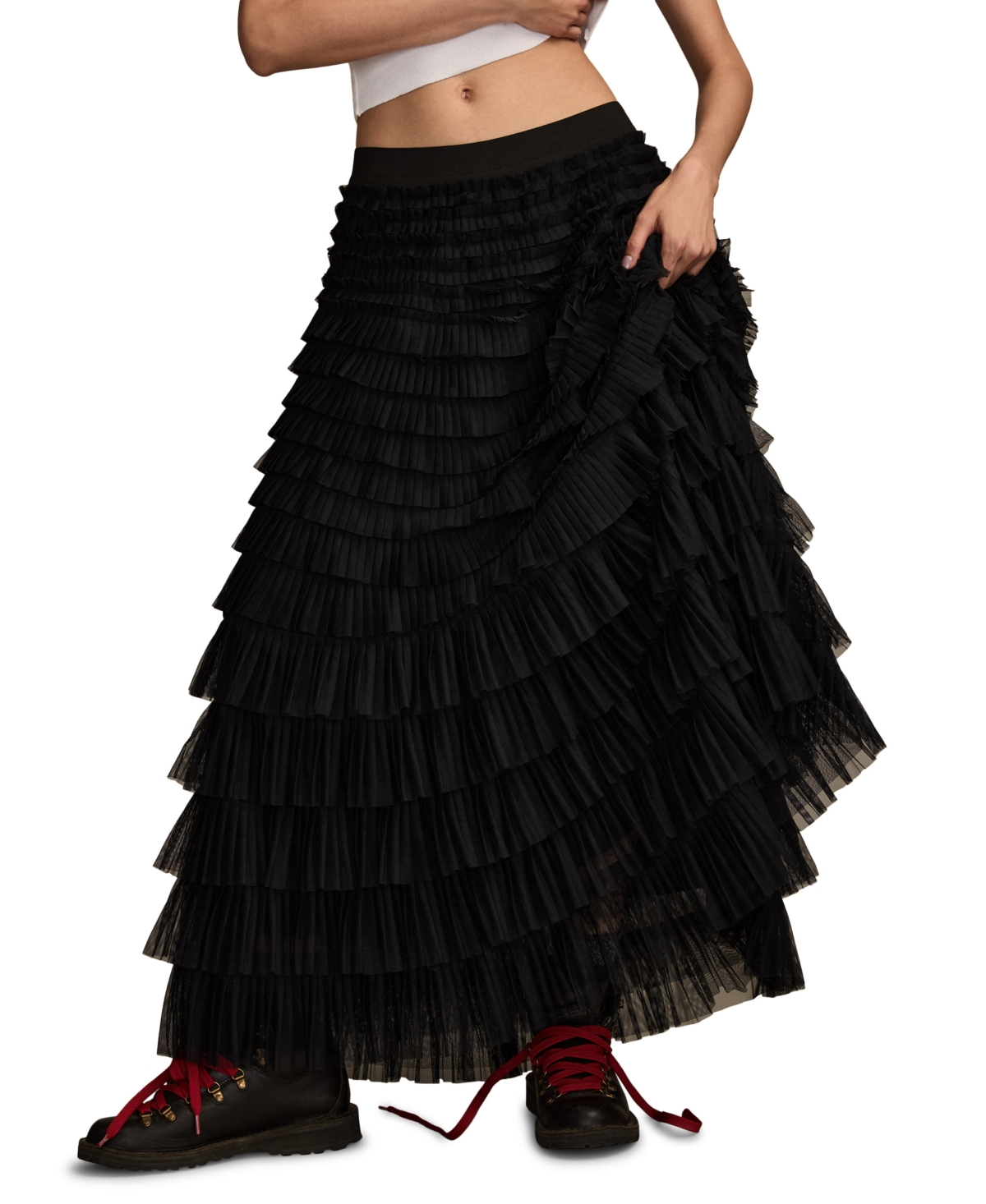 Click here for Lucky Brand Womens Ruffled Maxi Skirt - Caviar prices