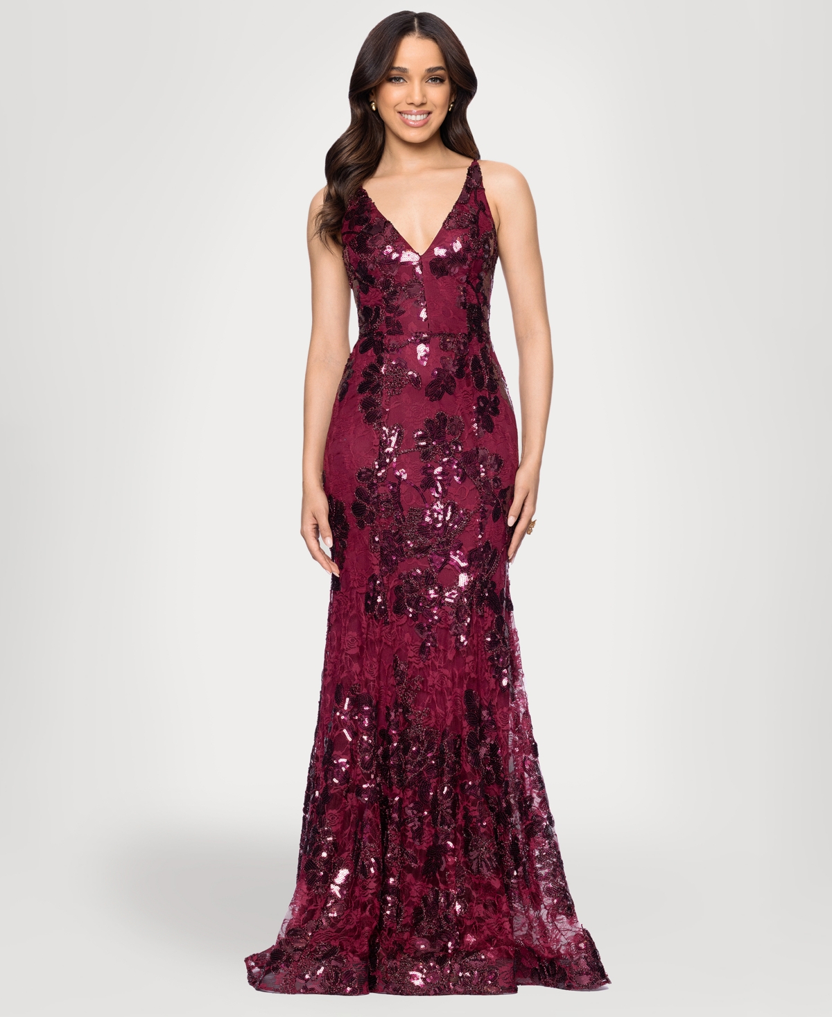 Click here for Blondie Nites Womens Sequined V-Neck Dress - Wine prices