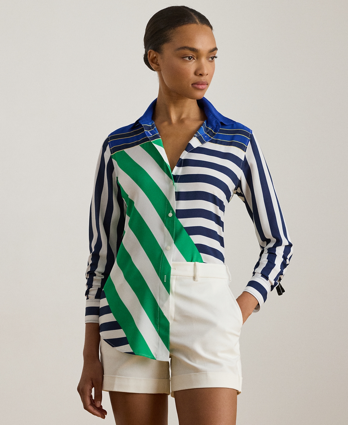 Click here for Lauren Ralph Lauren Petite Long-Sleeve Striped Shi... prices