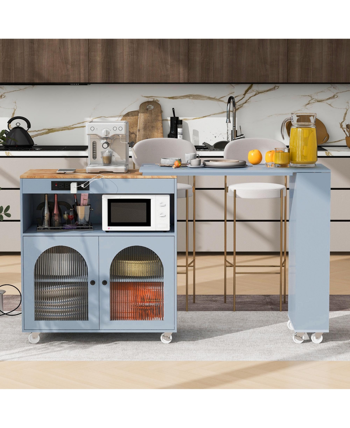 Click here for Casainc Rolling Kitchen Island with Extended Table... prices