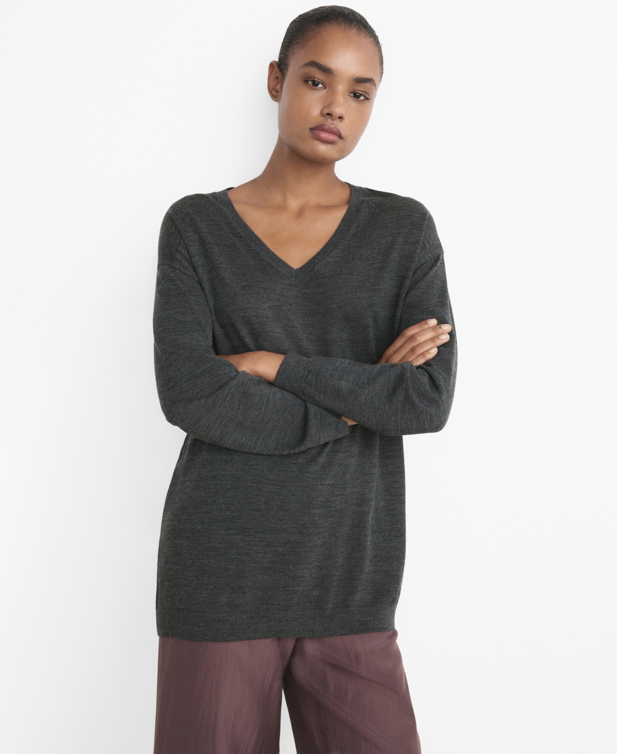 Click here for Mango Womens Wool Pajama Sweater - Charcoal prices