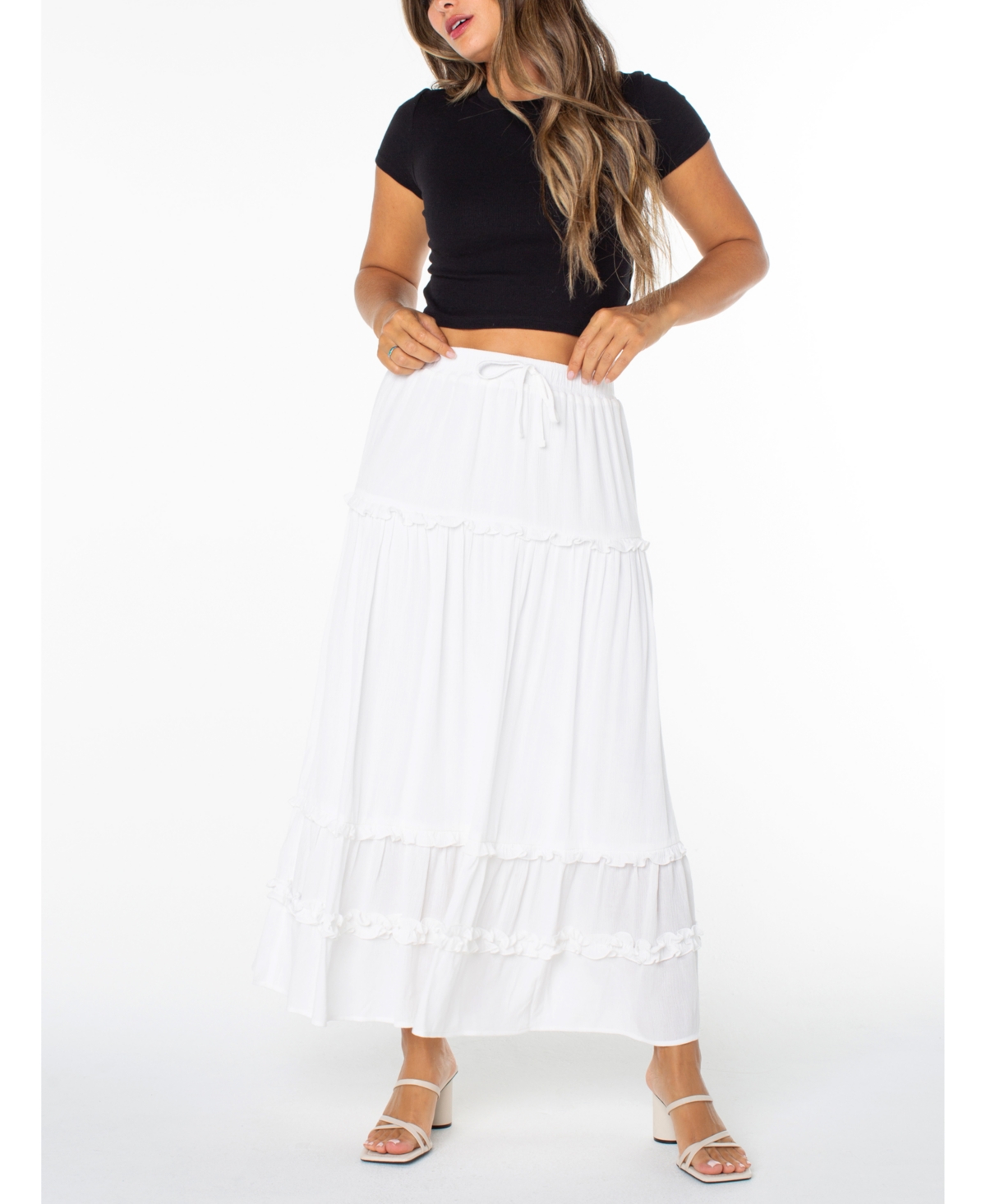 Click here for Celebrity Pink Juniors Ruffle-Tier Maxi Skirt - Wh... prices