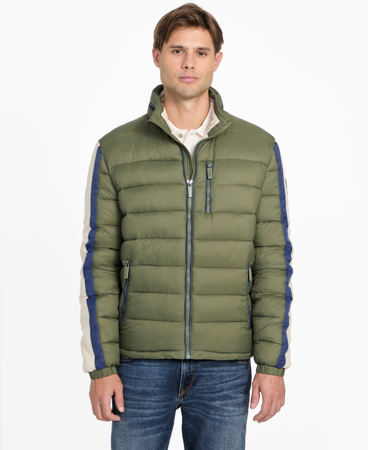 Click here for Guess Mens Color-Block Puffer Regular-Fit Jacket -... prices