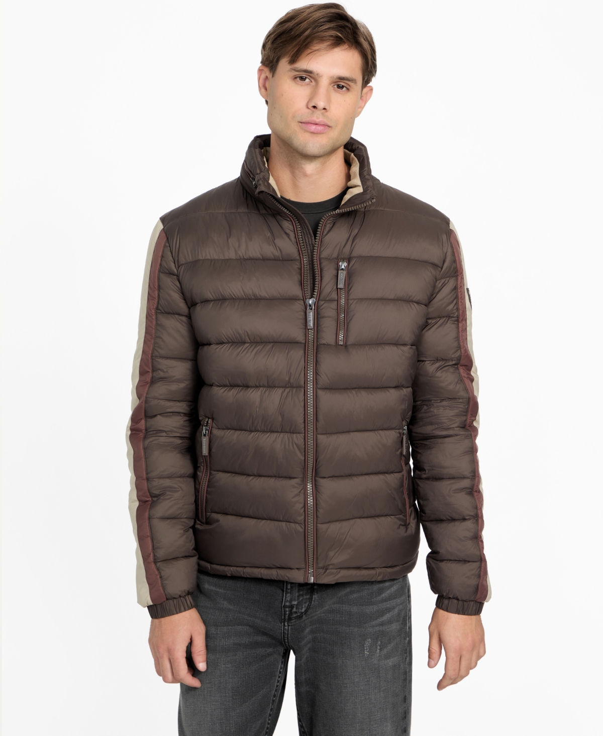 Click here for Guess Mens Color-Block Puffer Regular-Fit Jacket -... prices