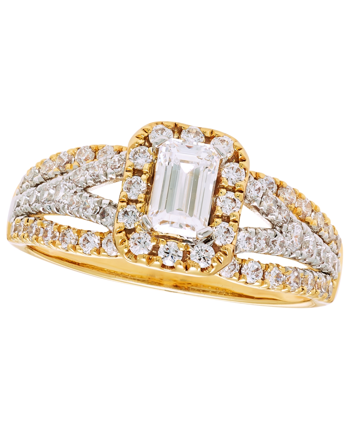 Click here for Macys Diamond Emerald Cut Halo Ring (1 ct. t.w.) i... prices