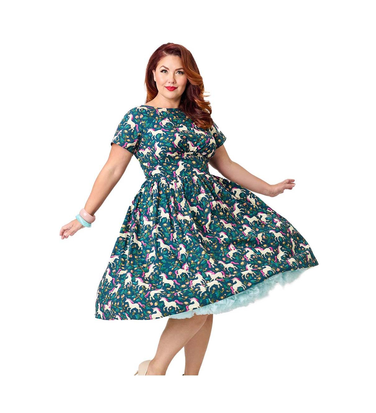 Click here for Unique Vintage Plus Size Smocked Back Swing Dress... prices