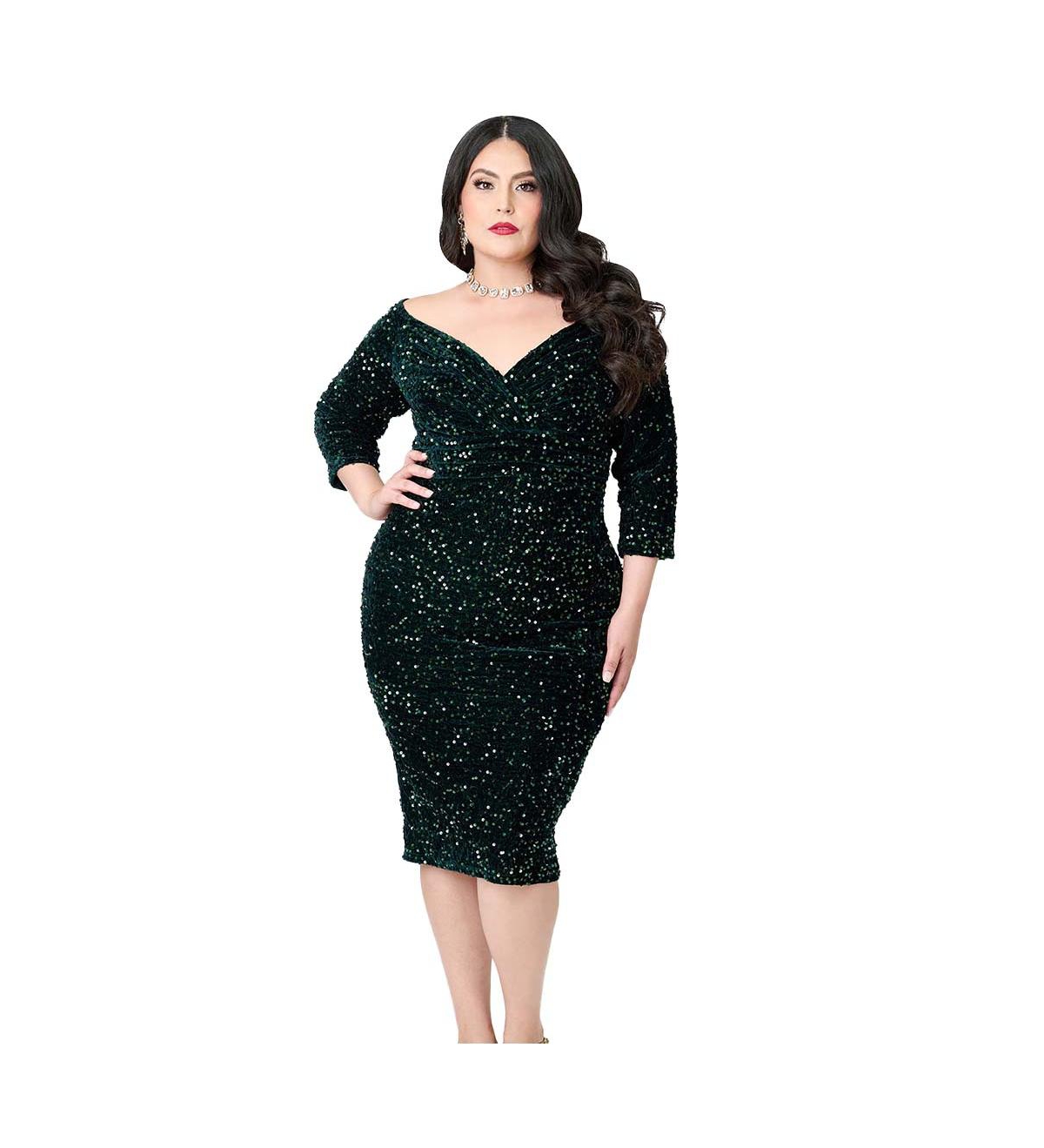 Click here for Unique Vintage Plus Size Shailene Pencil Dress - G... prices