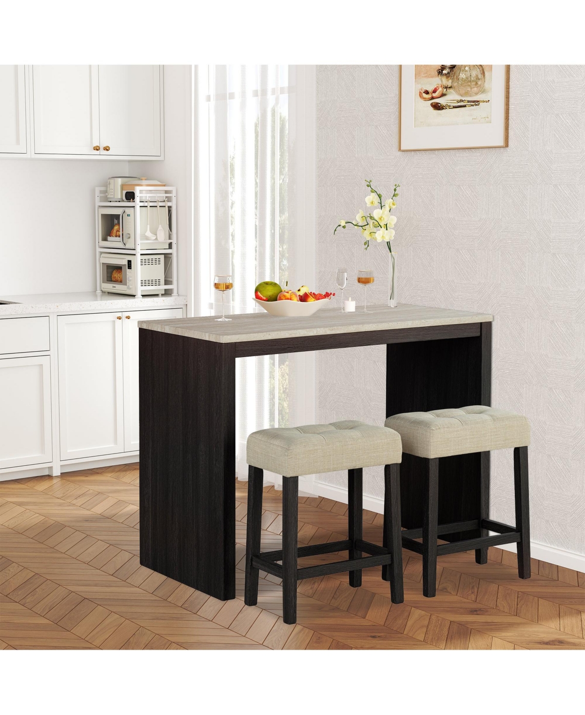 Click here for 3-Piece Black Wood Counter-Height Dining Set with... prices
