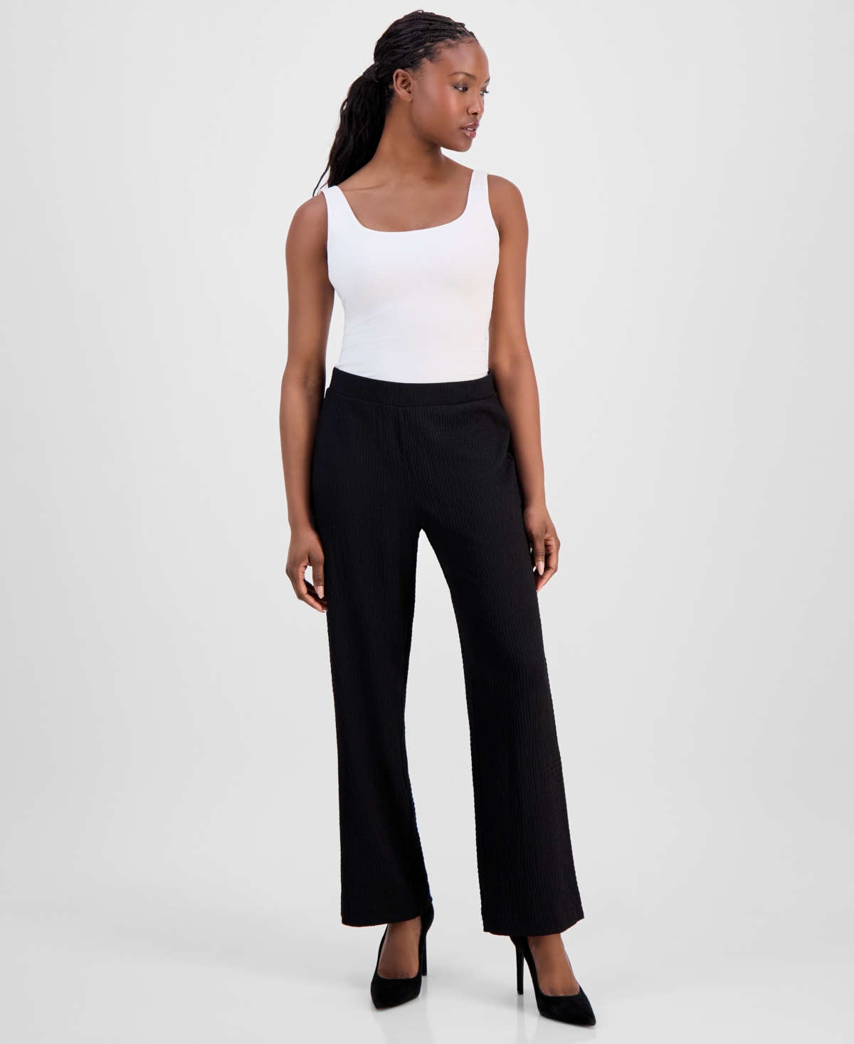Click here for Ak Anne Klein Petite Textured Pull-On Pants - Anne... prices